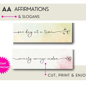 Bookmarks Set One Day at A Time, AA Quotes and Sayings, Printable PDF ...