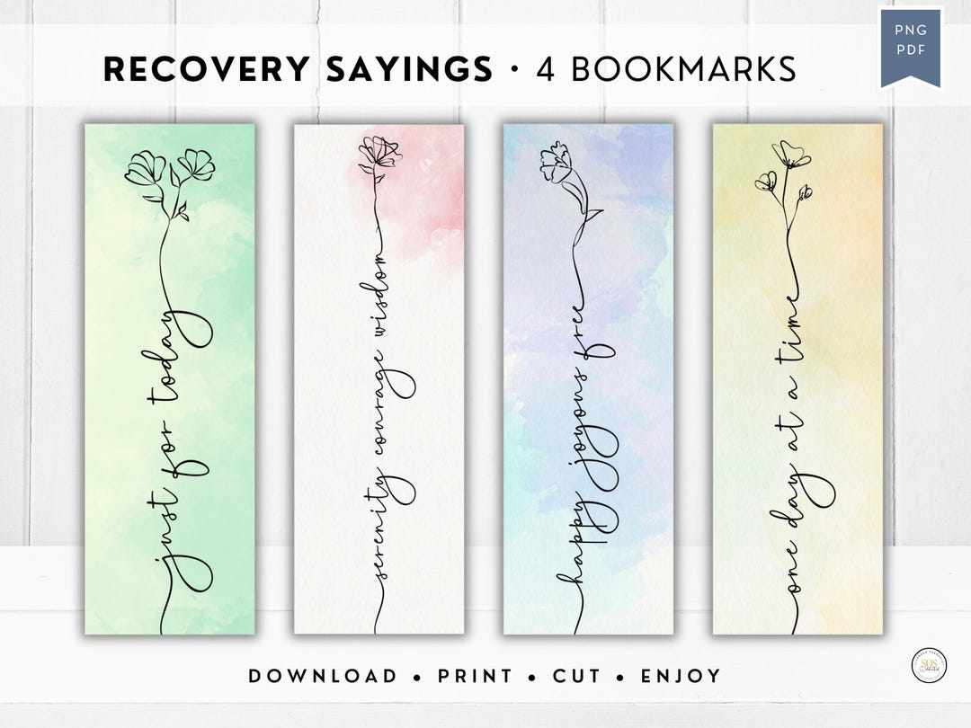 Sobriety & Recovery Motivational Sayings · Printable Bookmarks Set of 4 ...
