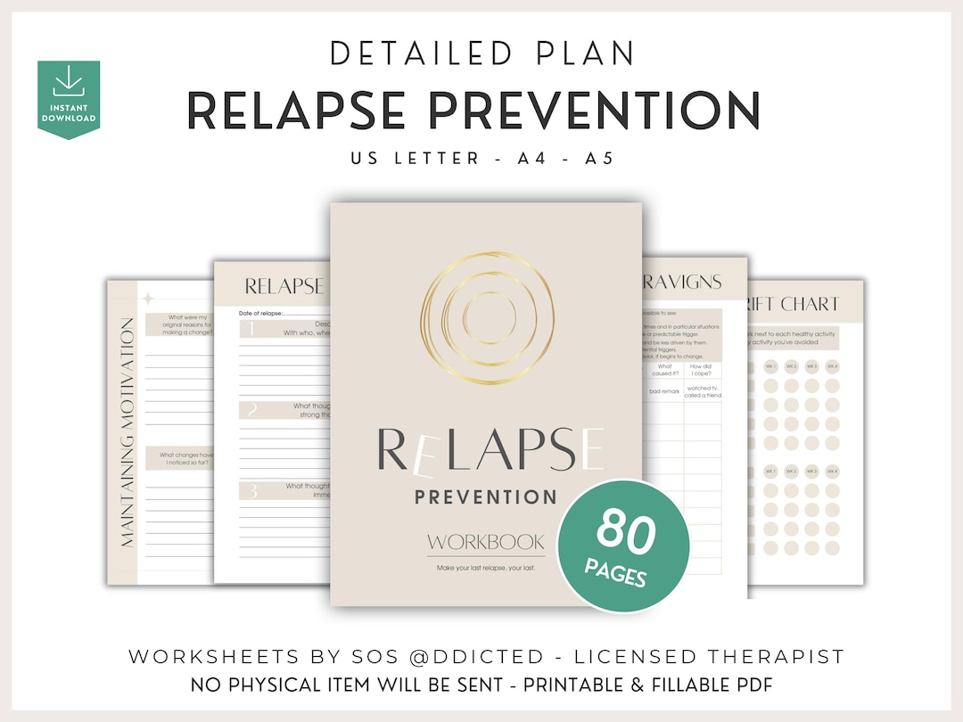 Relapse Prevention Worksheets - Printable Addiction Recovery Workbook ...