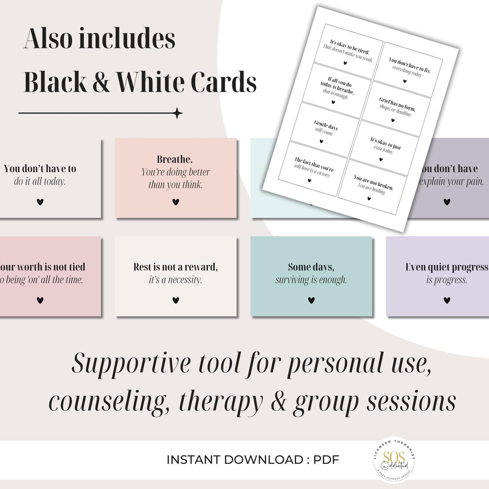 Printable Cards With Gentle Reminder, Anxiety Self Love Card, Comfort ...