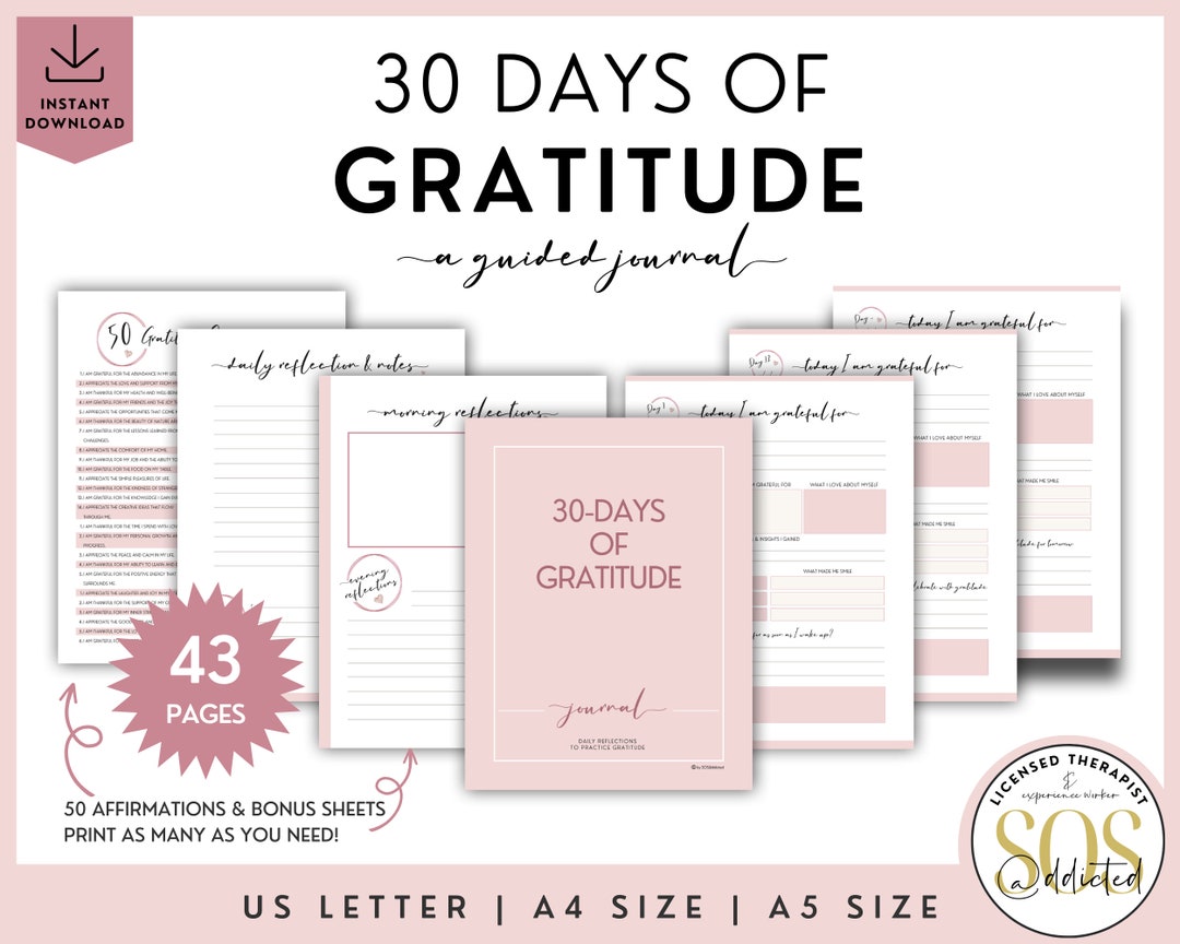 Daily Gratitude Worksheet, Guided Weekly Monthly Reflections Journal ...