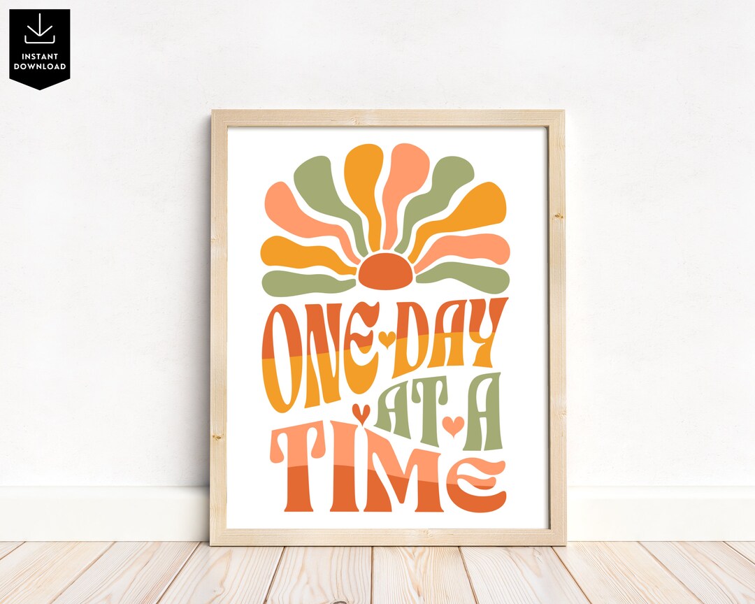 One Day at A Time AA Slogan Printable Poster, Motivational Recovery ...