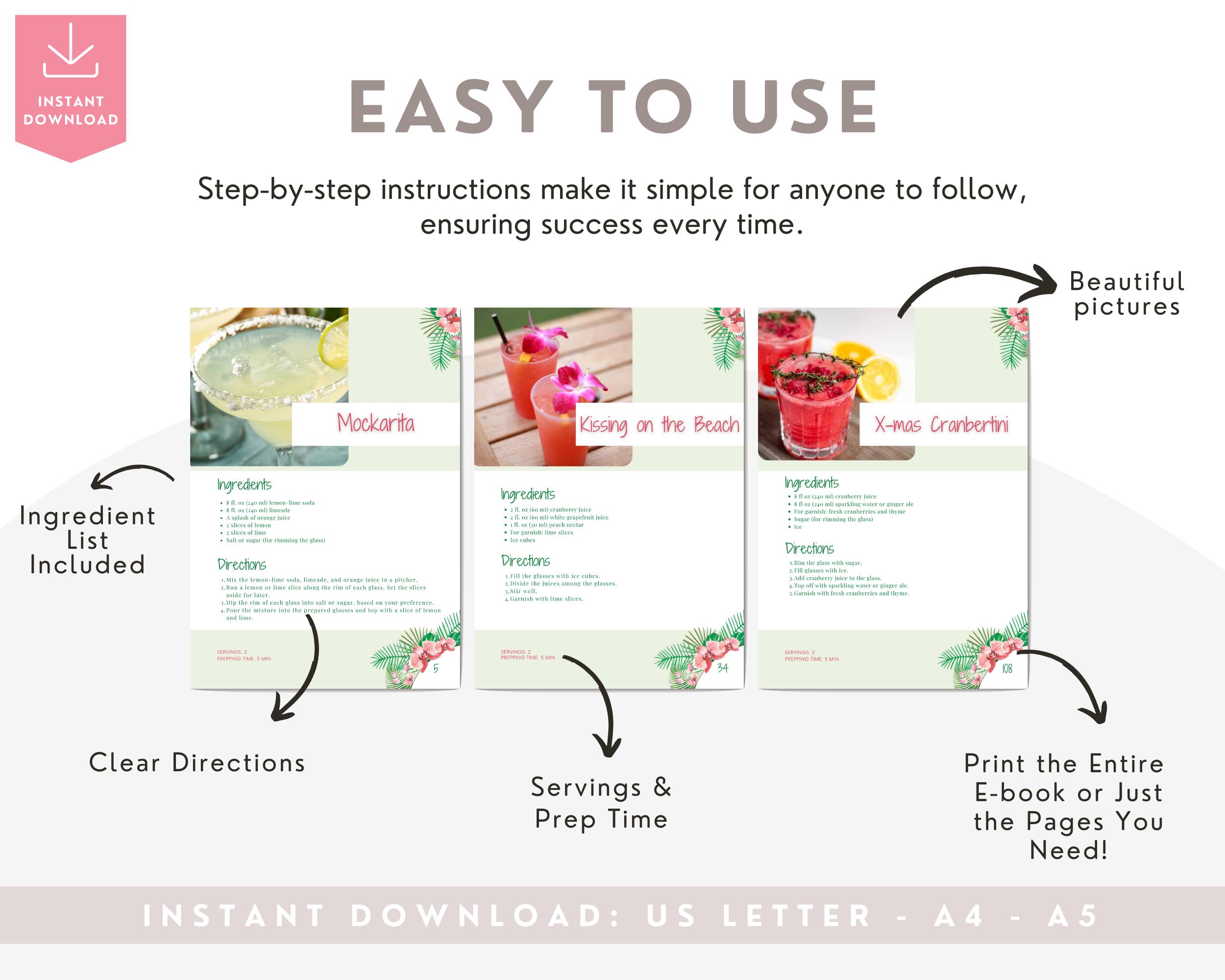 Mocktail Recipes, 101 Non-alcoholic Drinks, Digital Mixologist E-book ...