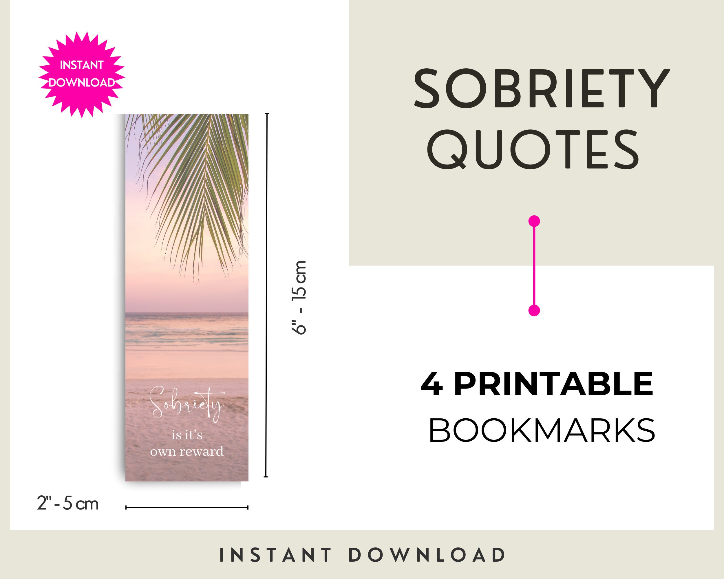 Sobriety Printable Bookmark Set With Sayings and Affirmation, Template ...