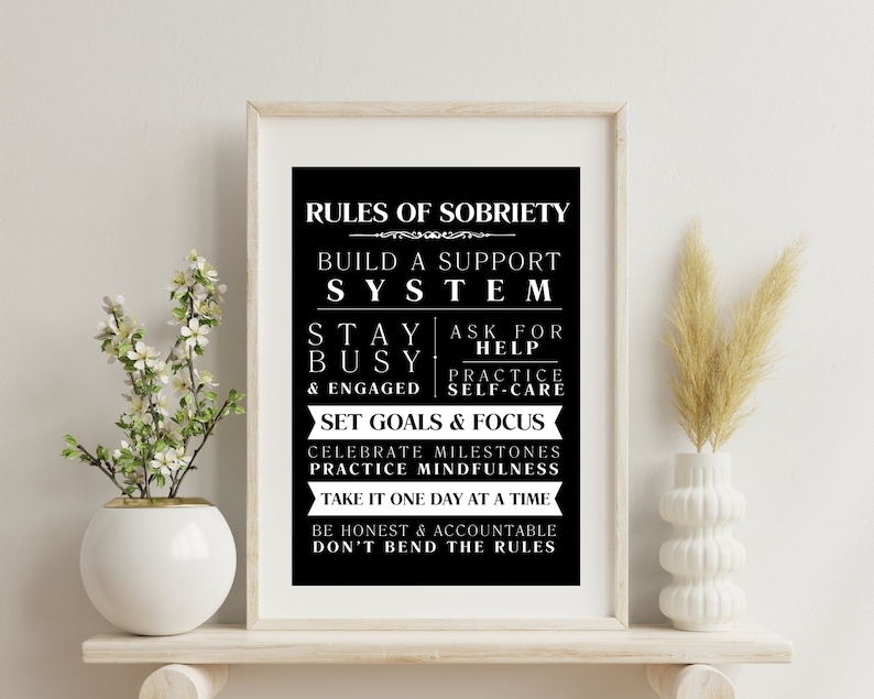 Rules of Sobriety Printable Poster, Motivational Addiction Recovery ...