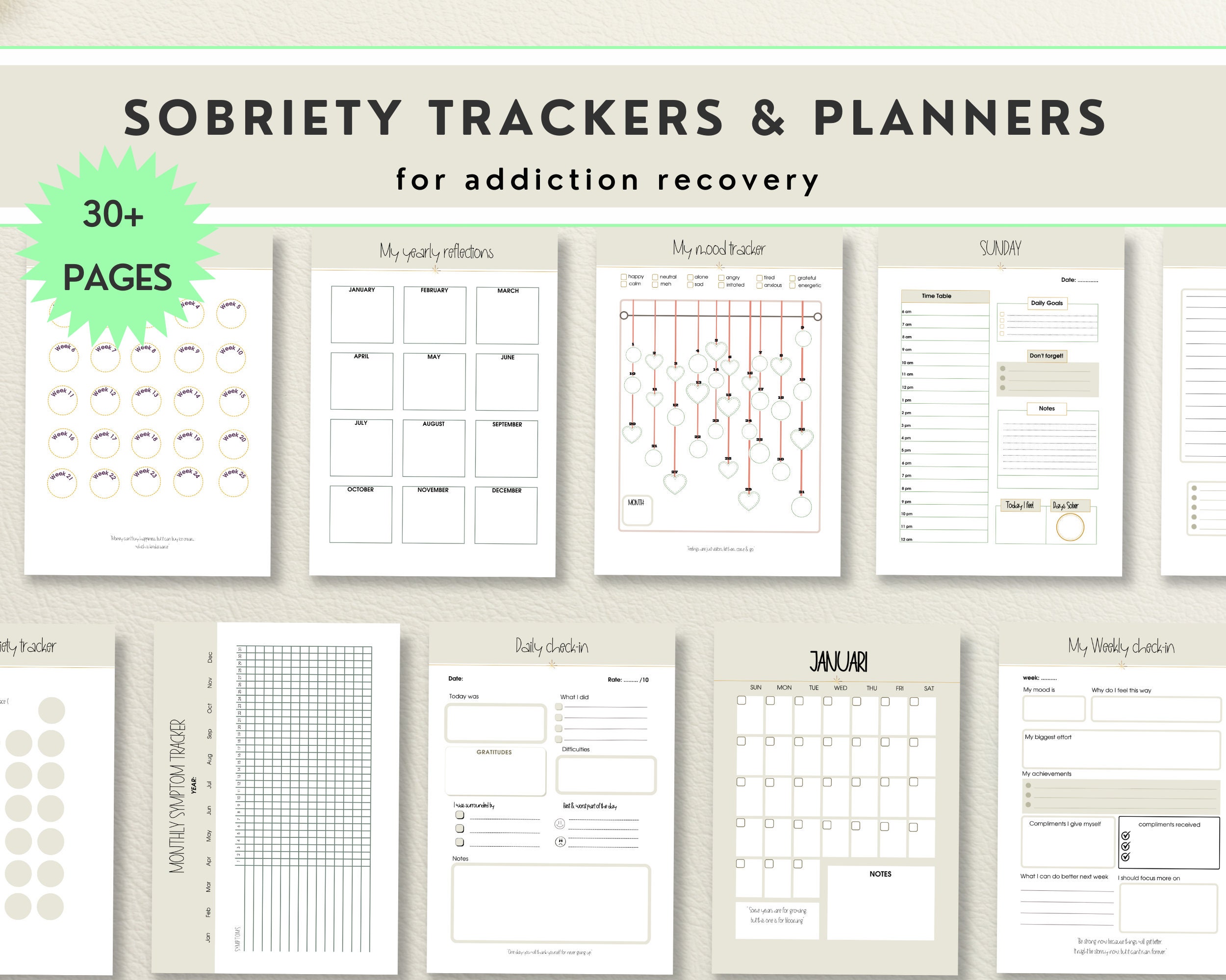 Sobriety Trackers Planners And Calendars For Daily Motivation