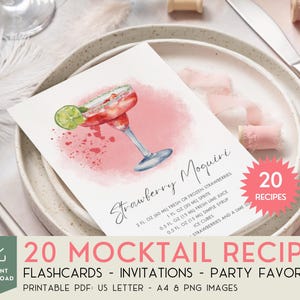 Mocktail Recipe Flashcards, 20 Alcohol-free Drinks Ingredients Cards ...