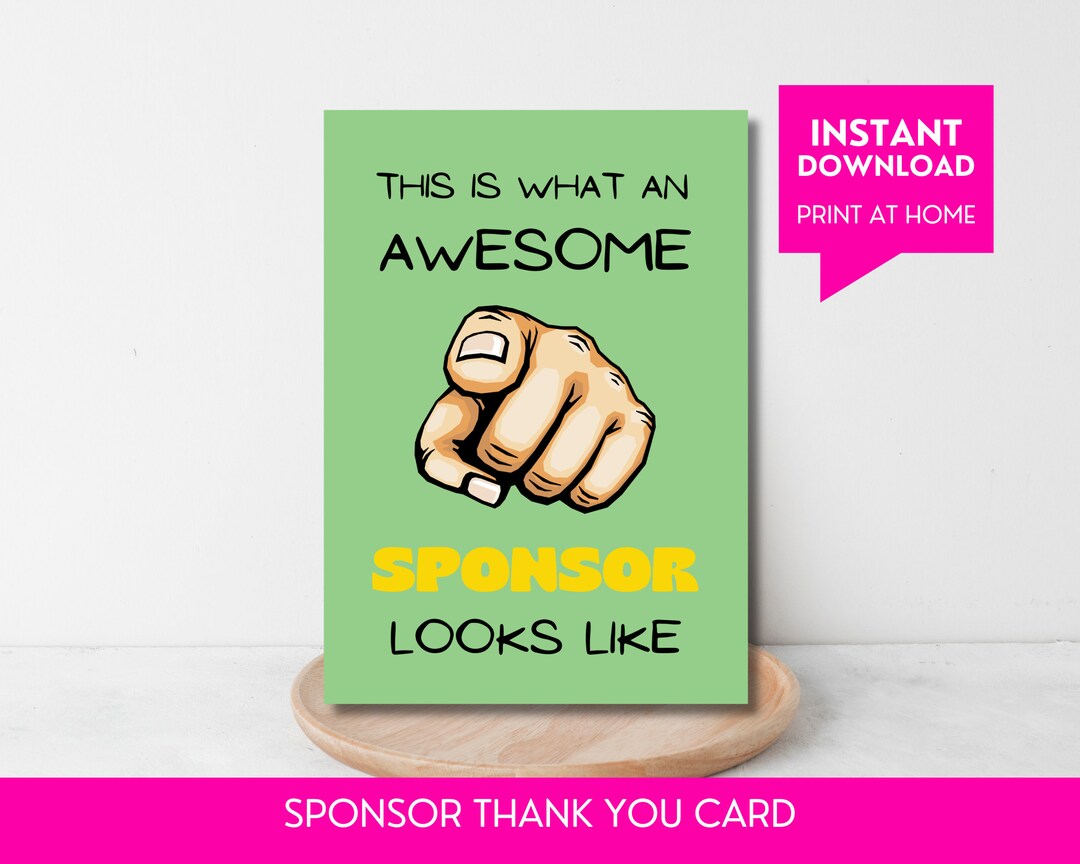 Awesome Sponsor Card, AA NA Meeting Best Amazing Mentor, Thank You ...