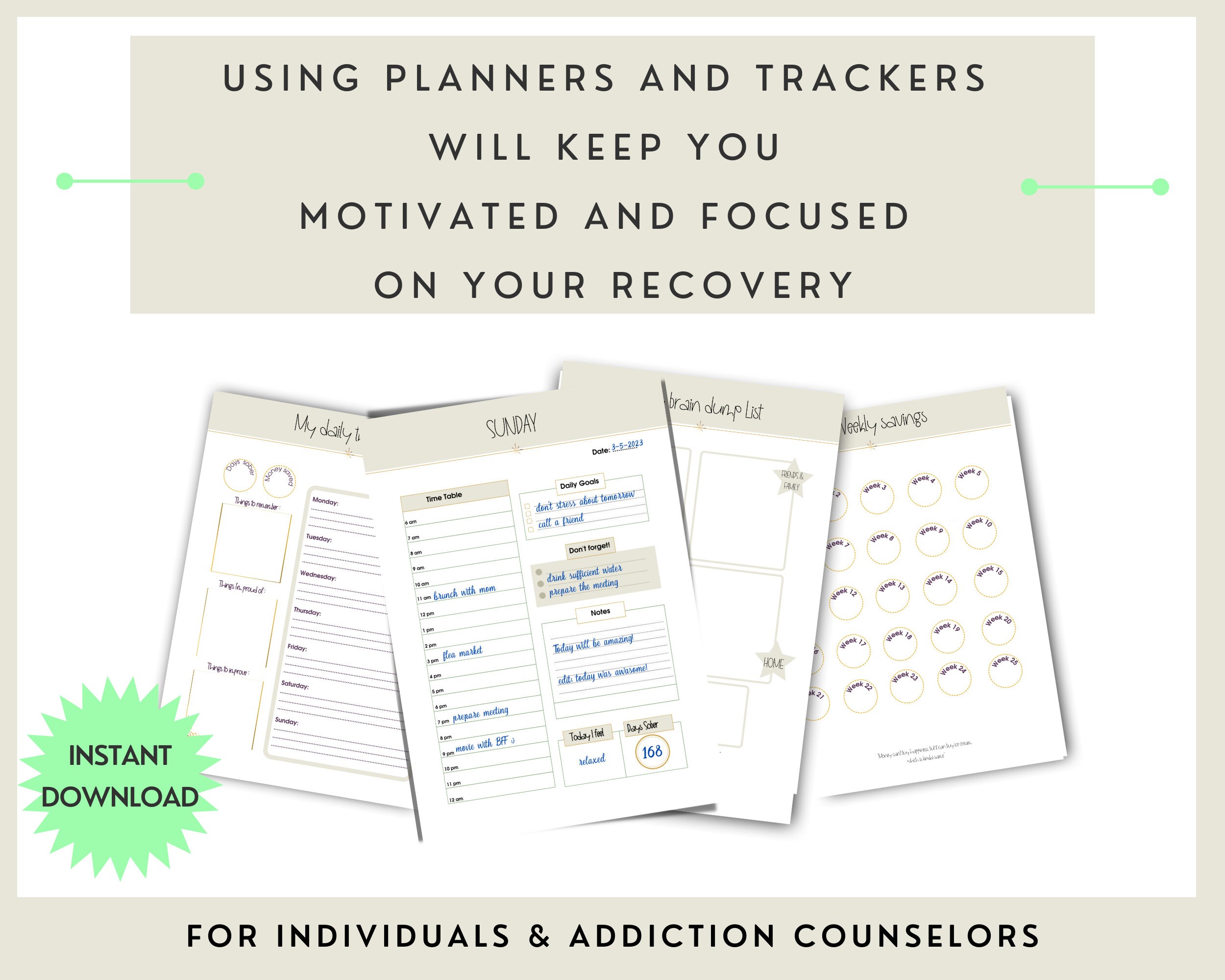 Sobriety Trackers Planners And Calendars For Daily Motivation