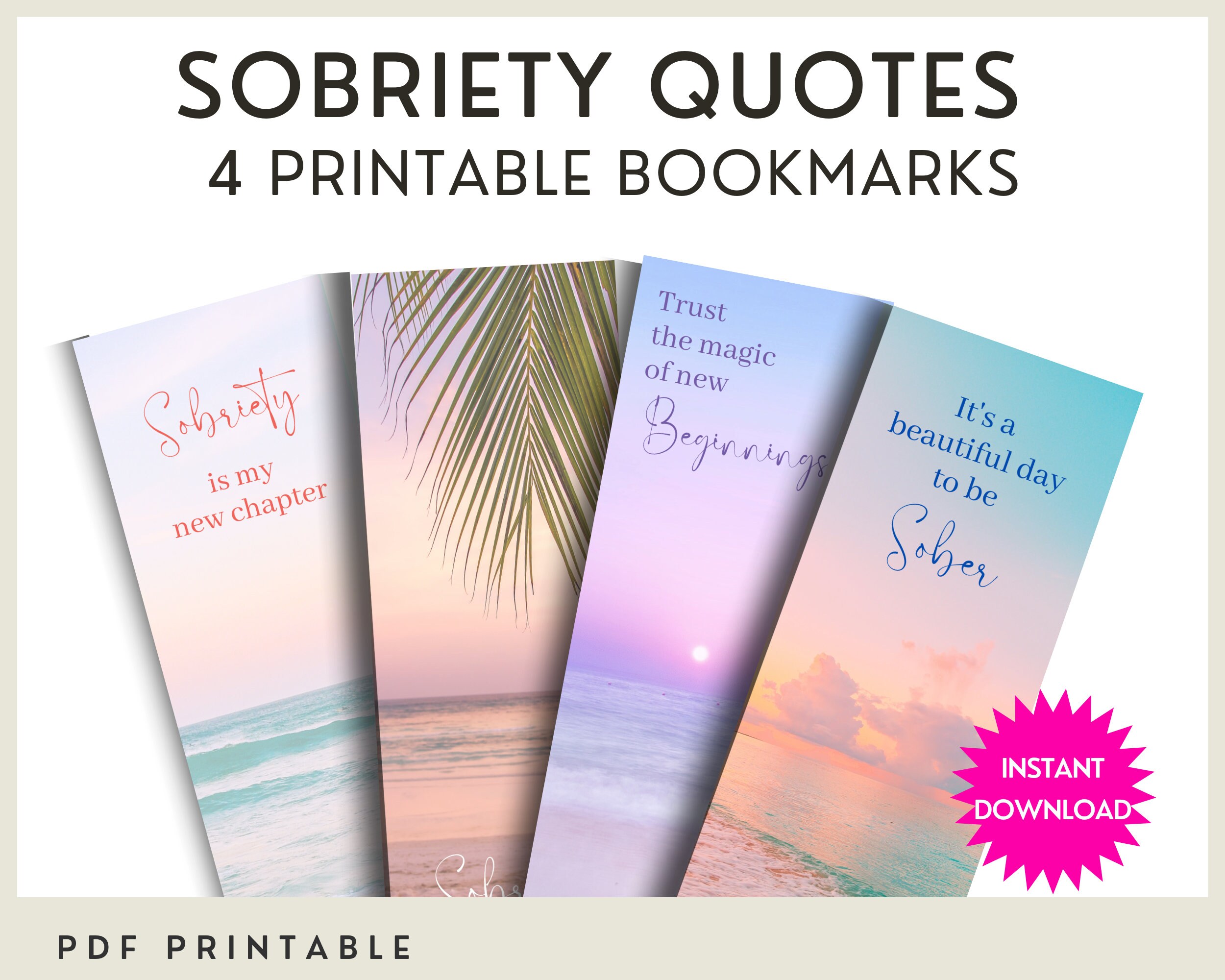 Sobriety Printable Bookmark Set With Sayings and Affirmation, Template ...