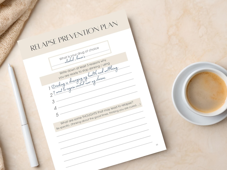 Relapse Prevention Worksheets - Printable Addiction Recovery Workbook ...