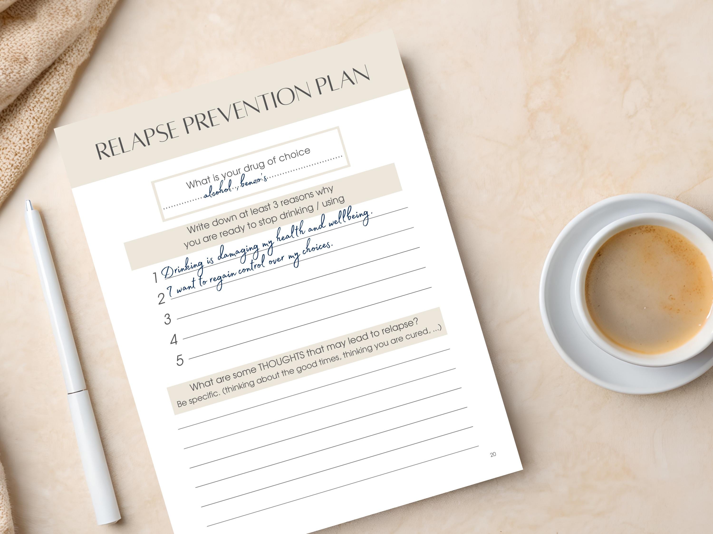 Relapse Prevention Worksheets - Printable Addiction Recovery Workbook ...