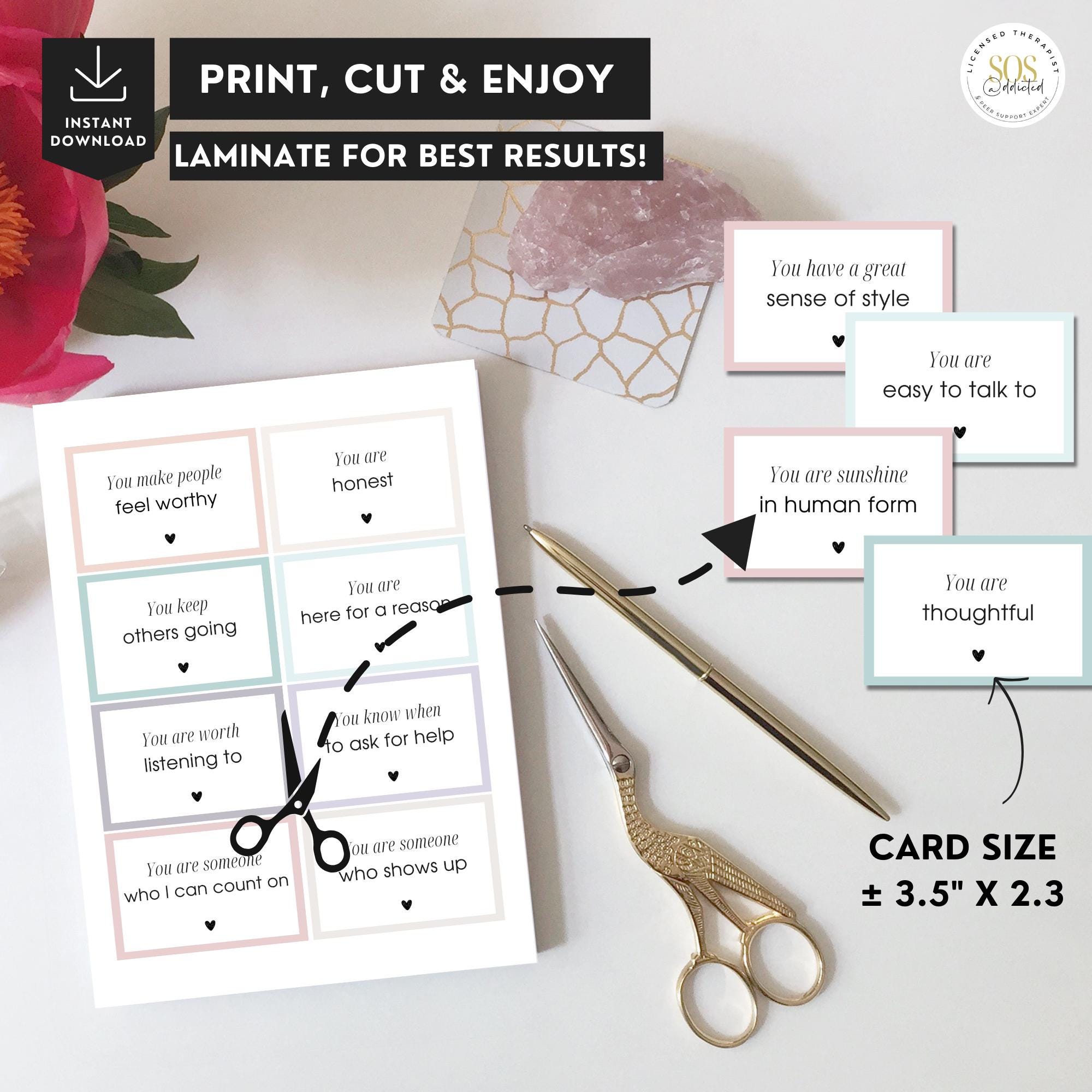 Compliment Game Cards, Printable PDF Template PNG, Group Therapy ...