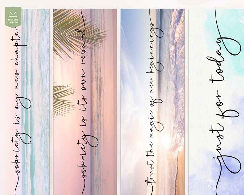 Printable Sobriety Bookmark Set, Motivational Addiction Recovery Quotes ...