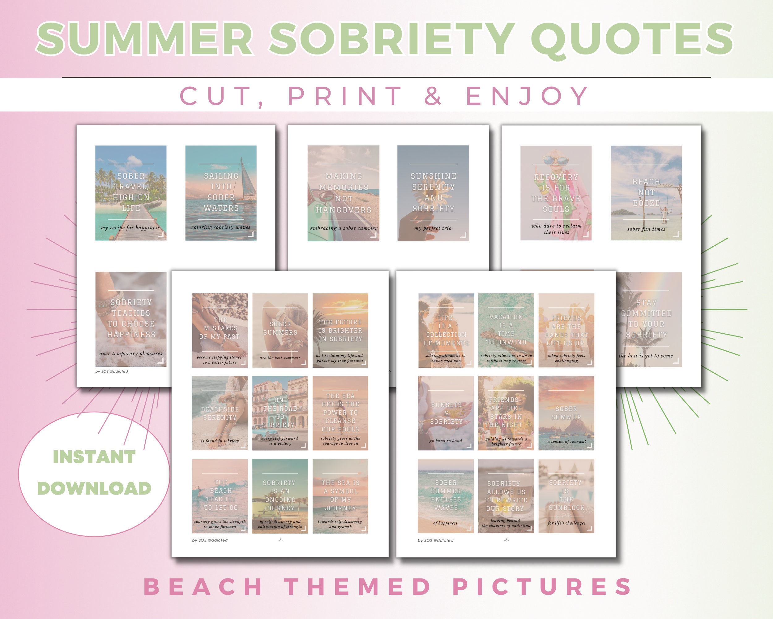 Sobriety Affirmation Cards Summer Quotes Addiction Recovery - Etsy
