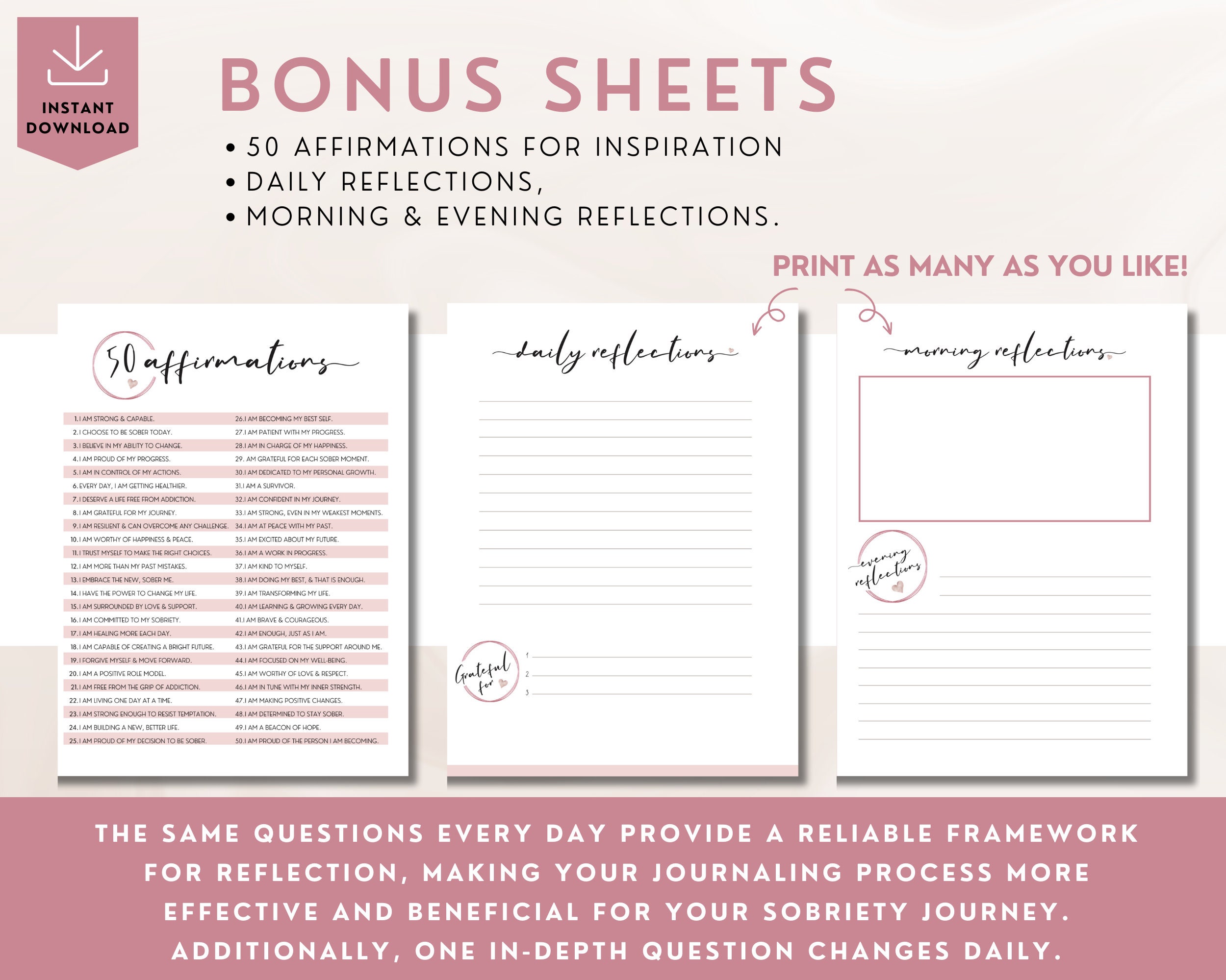 30 Day Sobriety Journal, Guided Daily Weekly Monthly Reflections ...