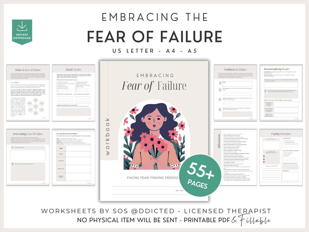 Fear of Failure Workbook, Printable Self Help Resource, Overcome ...