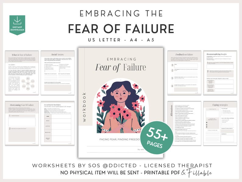 Fear of Failure Workbook, Printable Self Help Resource, Overcome ...
