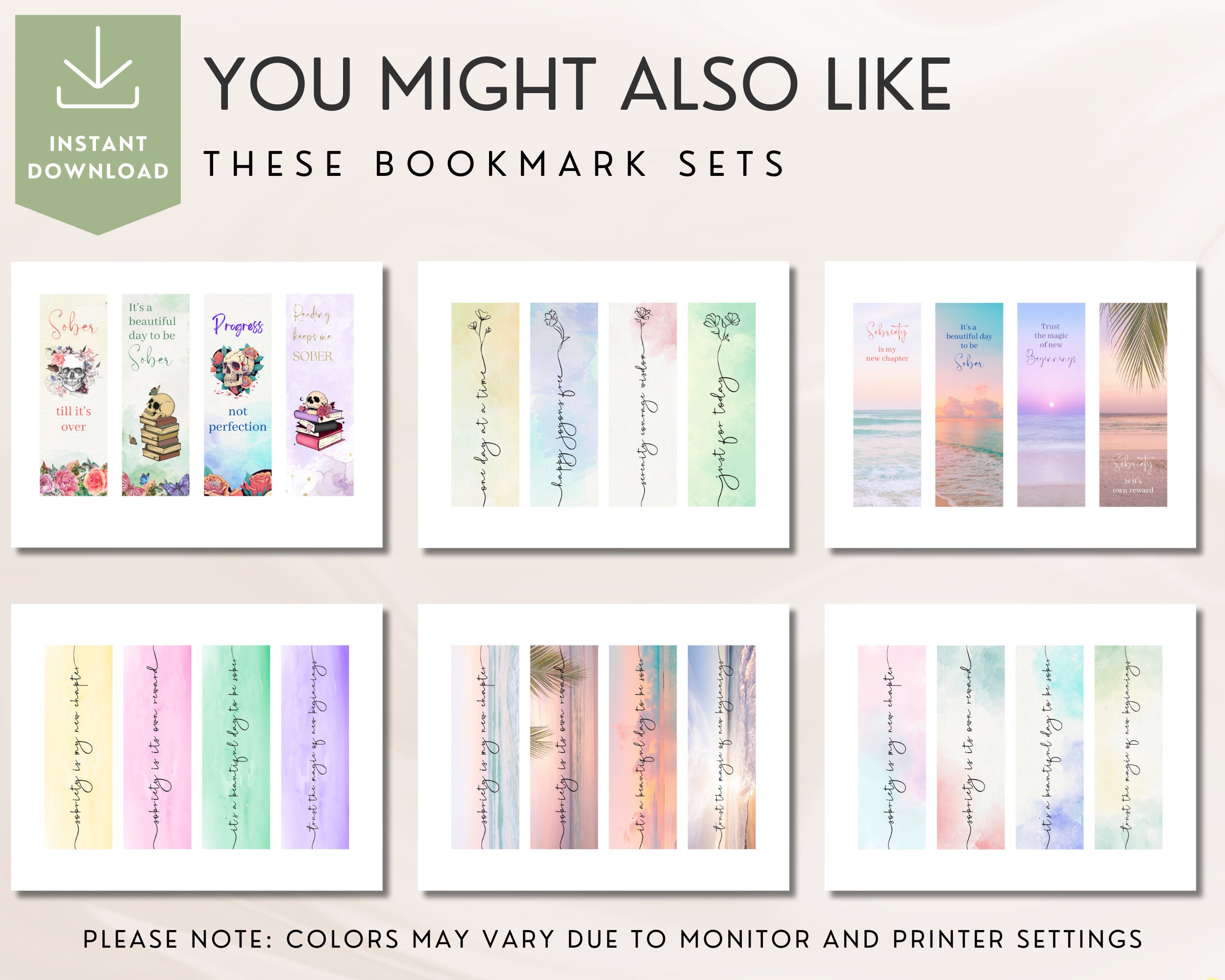 Printable Watercolor Flower Bookmarks With AA Affirmations & Slogans ...