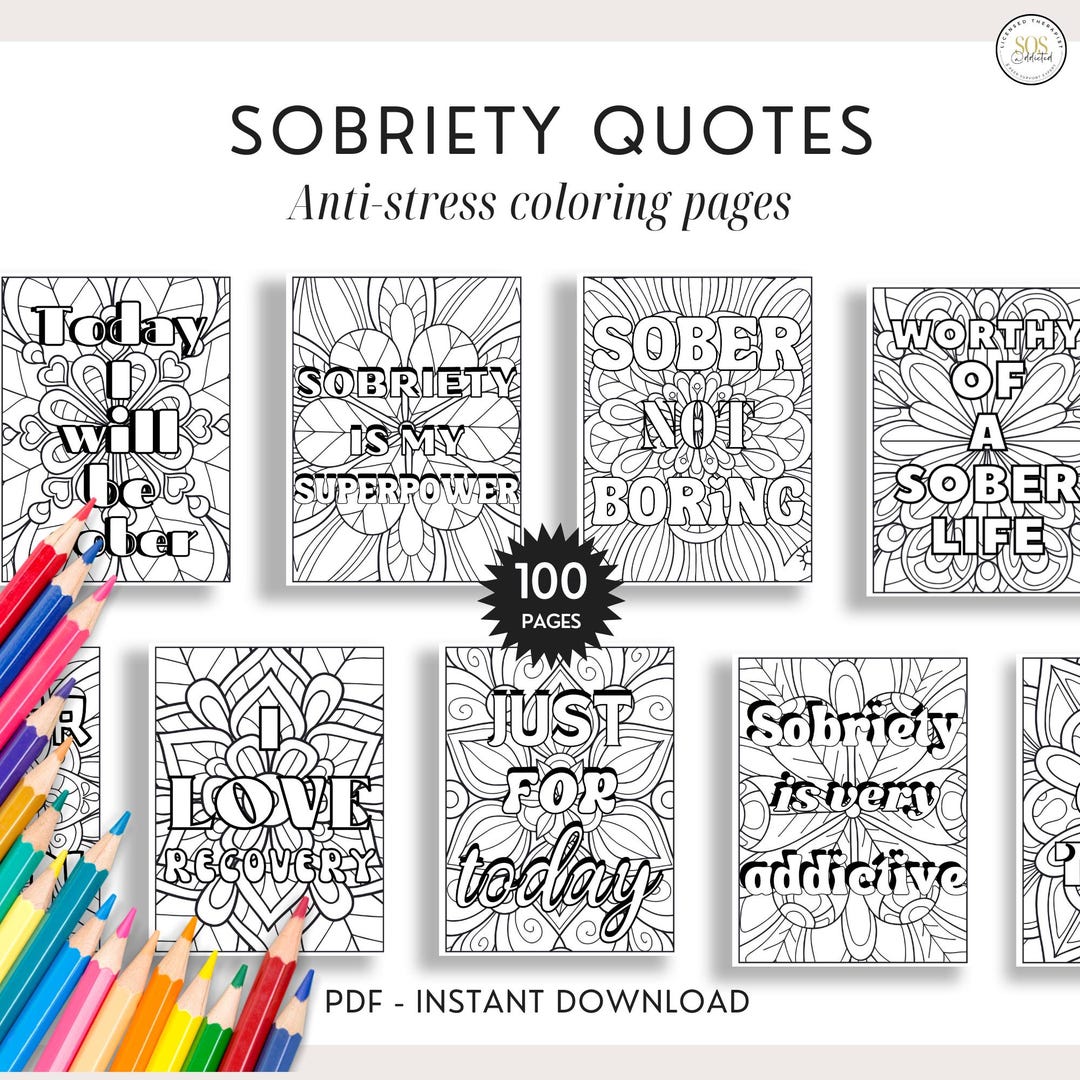 Sobriety Quotes Coloring Pages for Adults Teens in Addiction Recovery ...