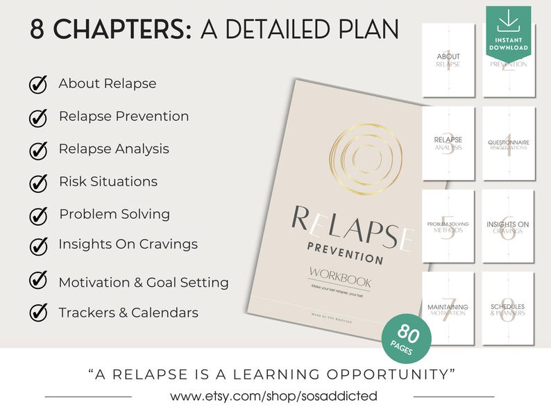 Relapse Prevention Worksheets - Printable Addiction Recovery Workbook ...