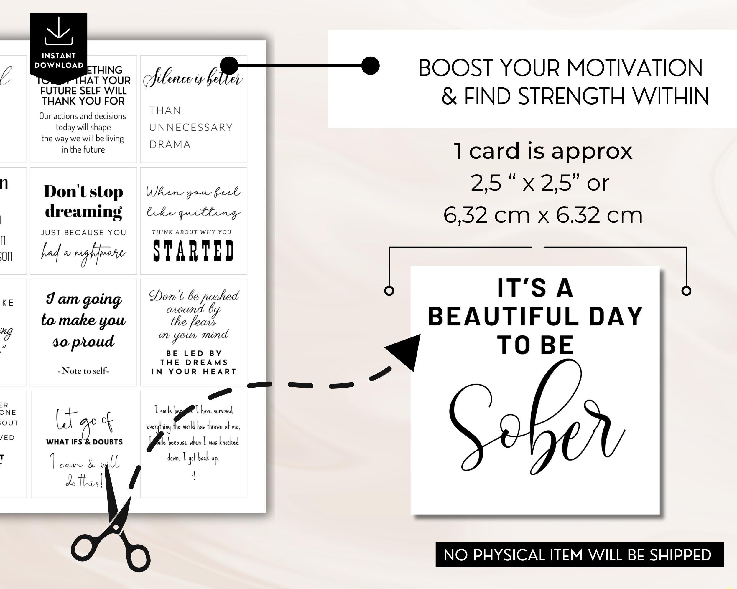 Sobriety Quotes Flash Cards, Printable Sober Support, Daily Motivation ...
