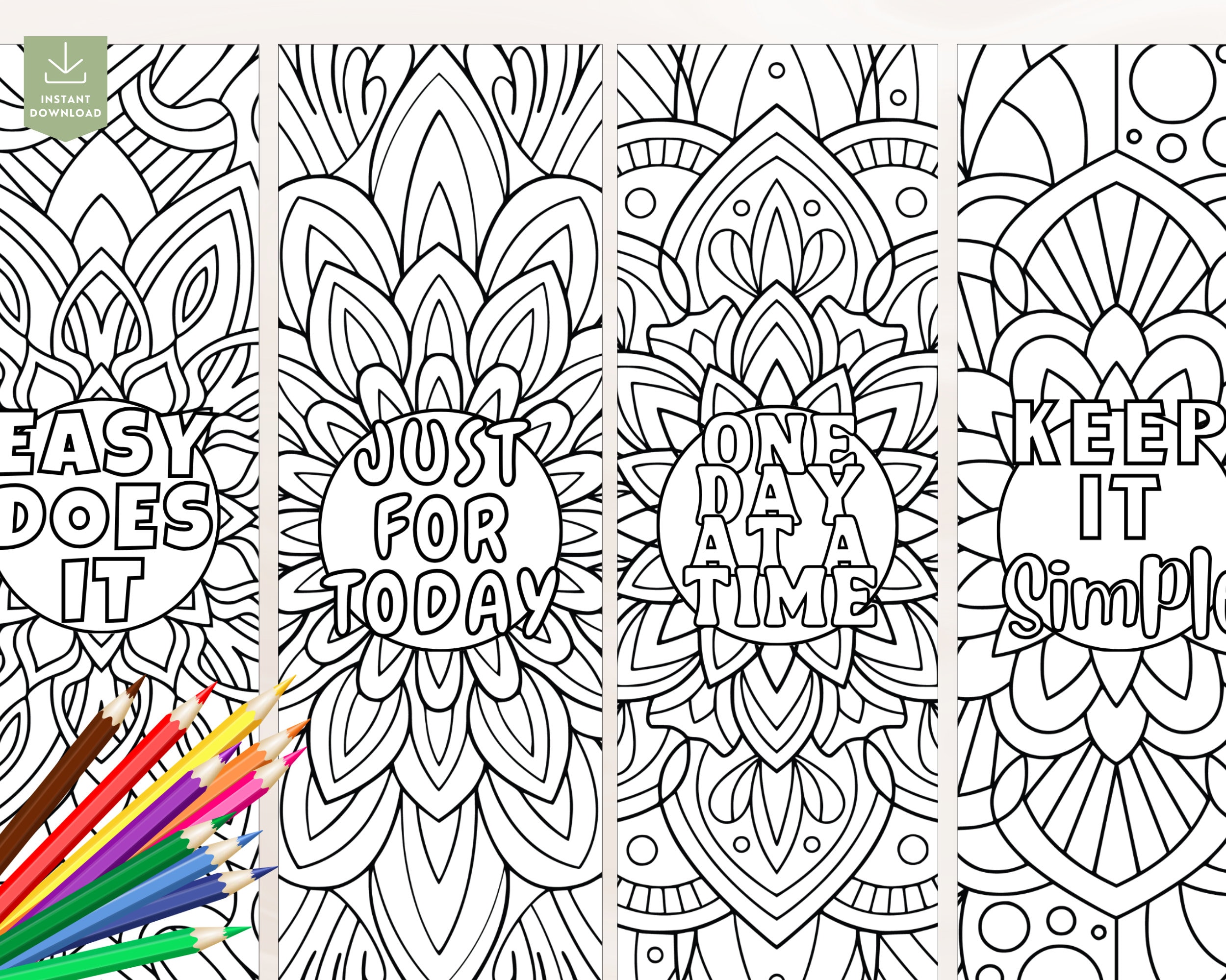 Coloring Bookmarks With AA Affirmations & Slogans, Printable NA ...