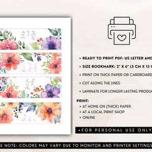 Printable Watercolor Flower Bookmarks With AA Affirmations & Slogans ...