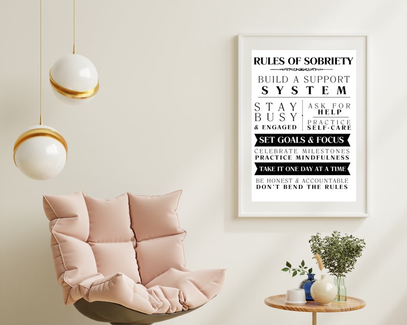 Rules of Sobriety Printable Poster, Motivational Addiction Recovery ...