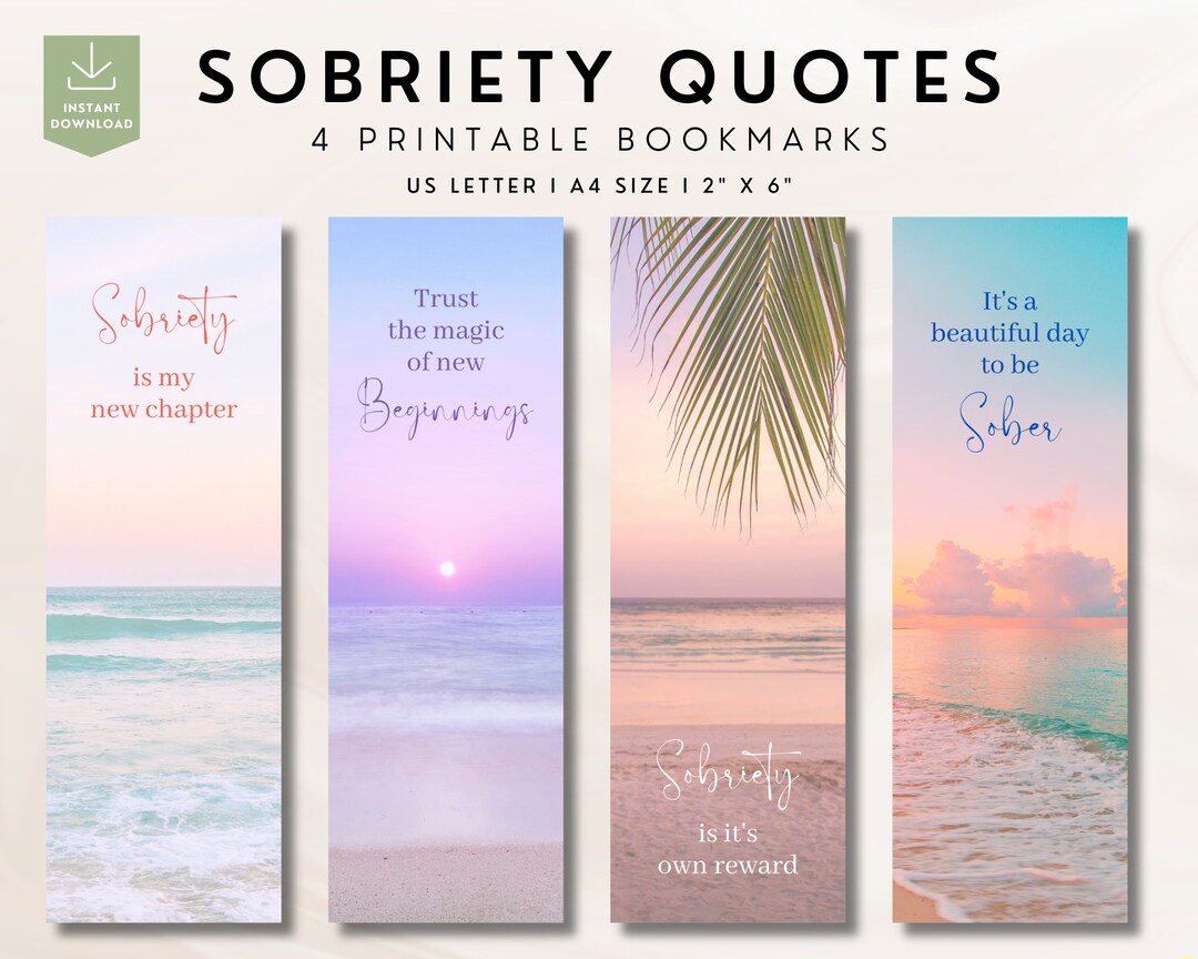 Printable Sobriety Bookmark Set, Motivational Addiction Recovery Quotes ...