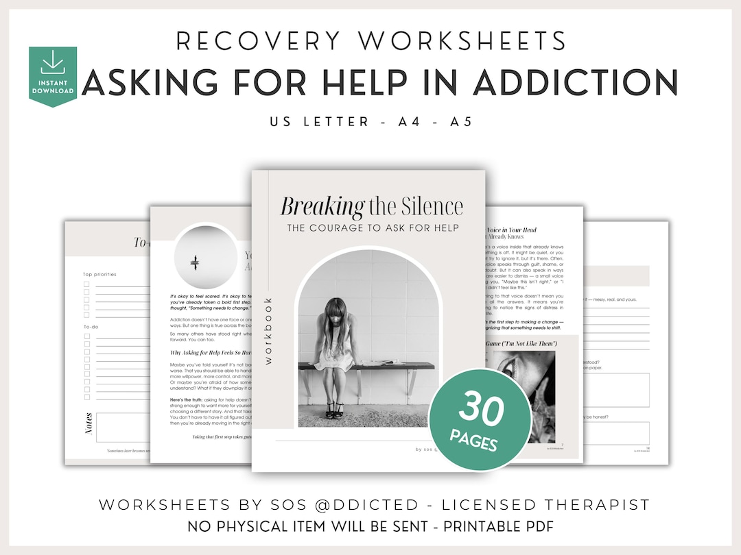 Printable Addiction Recovery Worksheets - Asking for Help Workbook PDF ...