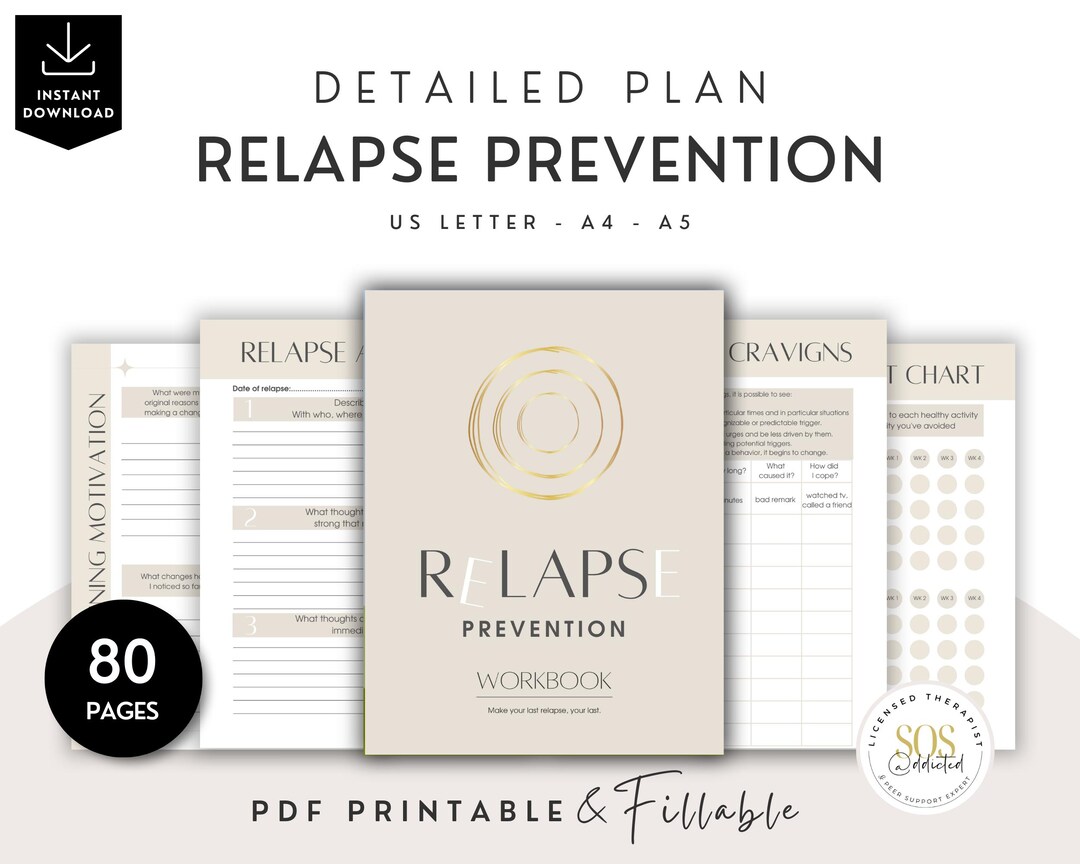 Relapse Prevention Plan Worksheets, Addiction Recovery Counselor Forms ...
