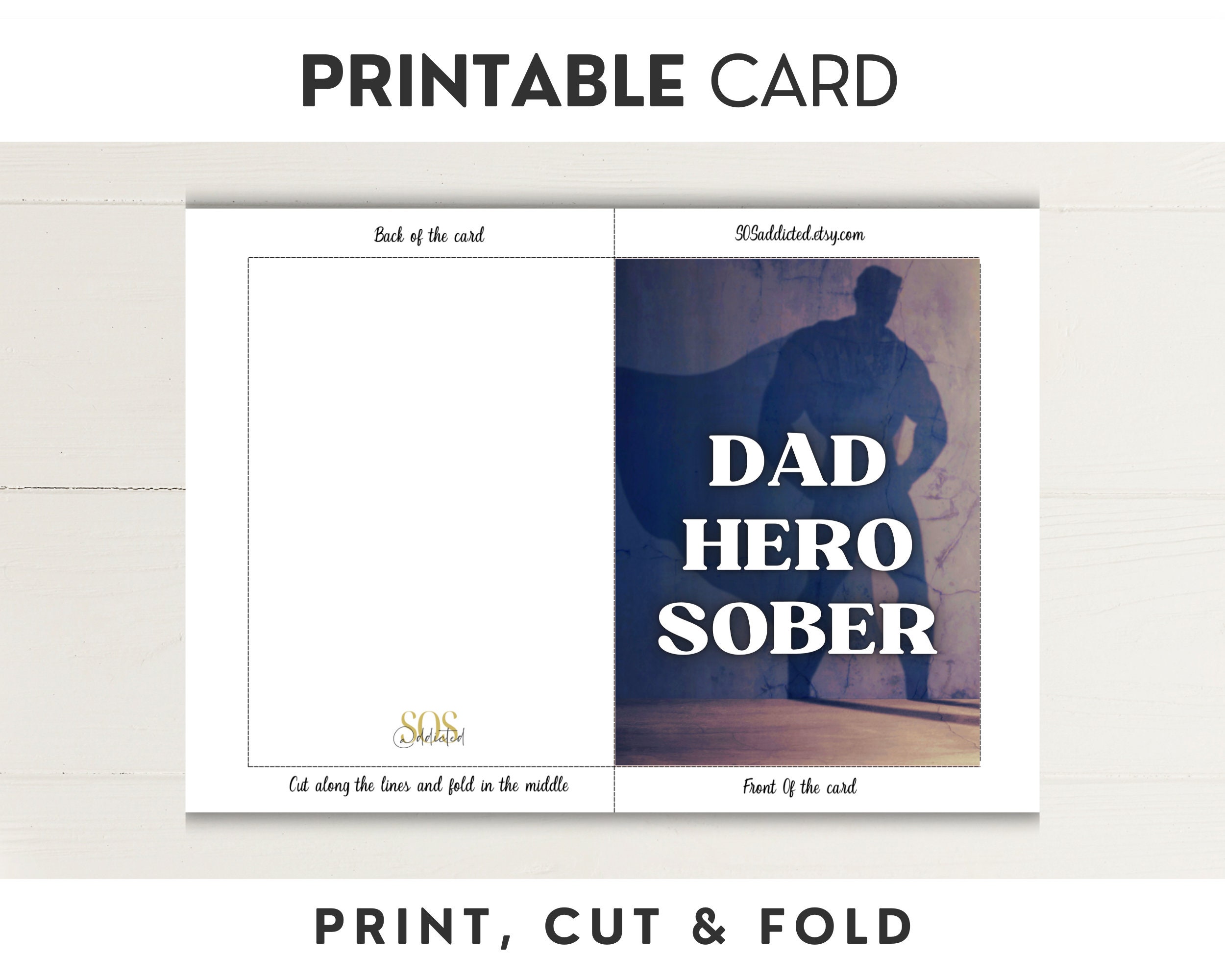 Sober Dad Hero Card, Sobriety Gift, Recovery Anniversary (printable ...