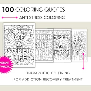 Sobriety Quotes Coloring Pages for Adults & Teens in Addiction Recovery ...