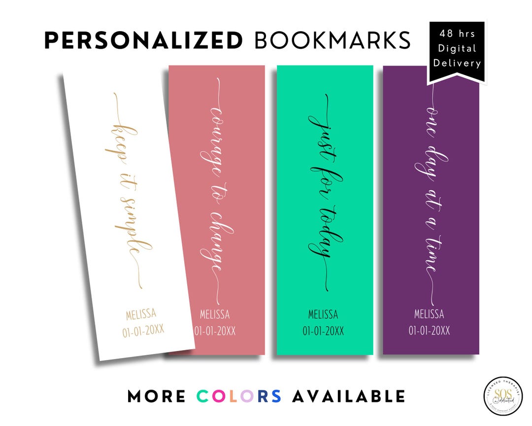 Digital Custom Name Bookmark One Day at A Time, Made to Order, AA NA ...