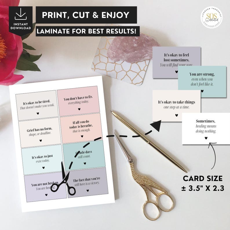 Printable Cards With Gentle Reminder, Anxiety Self Love Card, Comfort ...