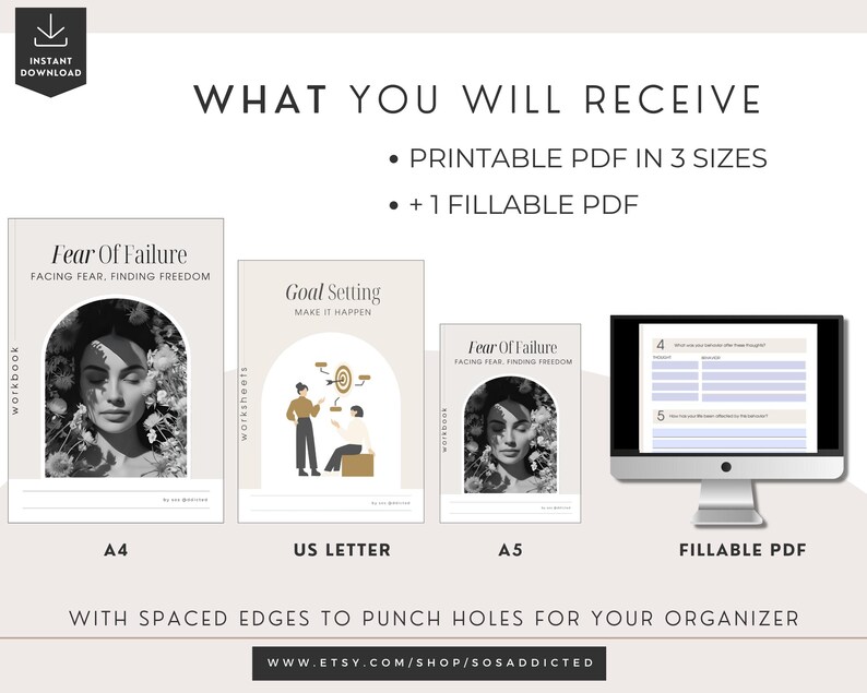 Fear of Failure & Goal Setting Therapy Worksheets, Counselor Resource ...