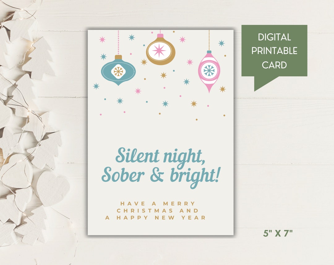Sobriety Merry Christmas Card Sober and Bright, Digital and Printable ...