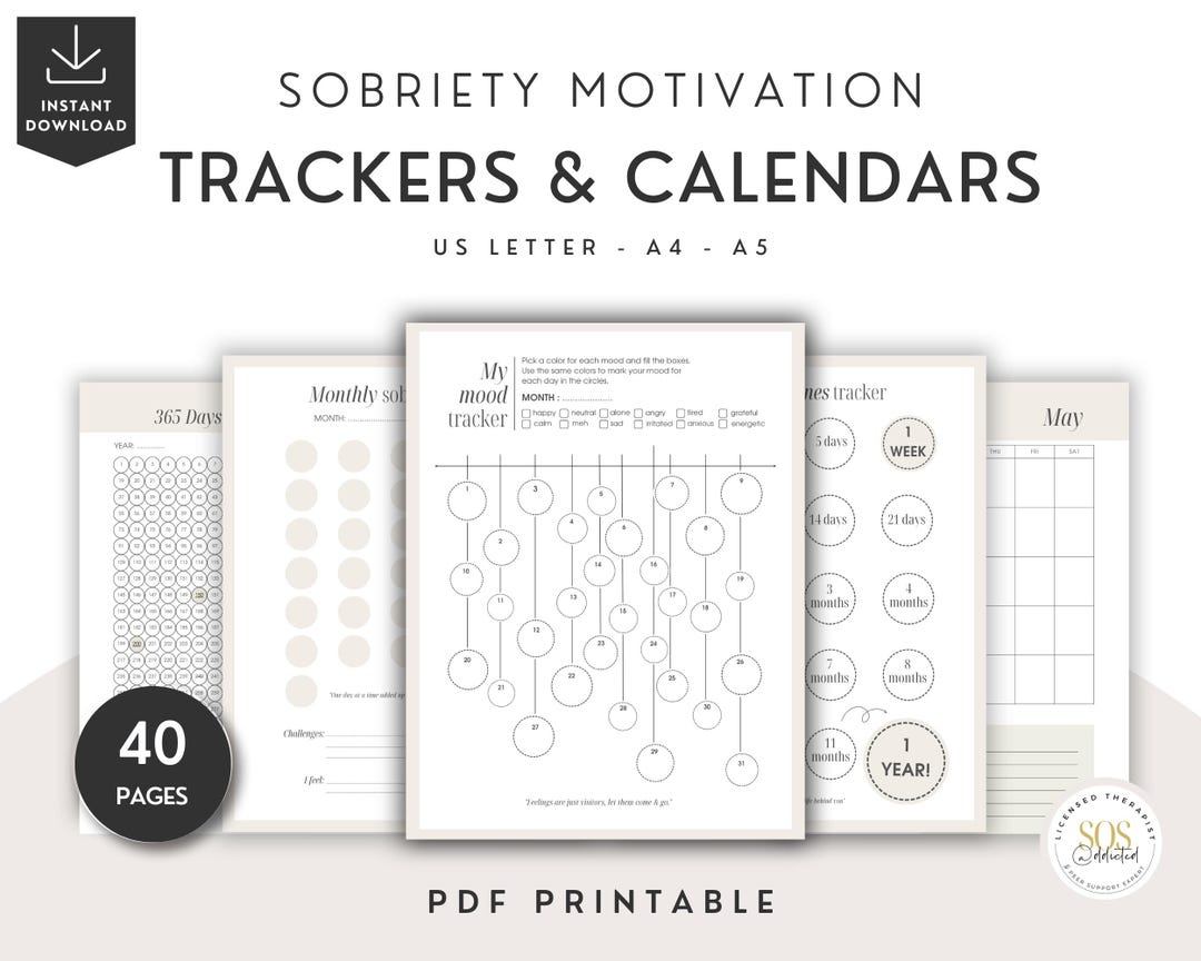 Sobriety Tracker Planner Calendars, Daily Motivation, Overcoming ...