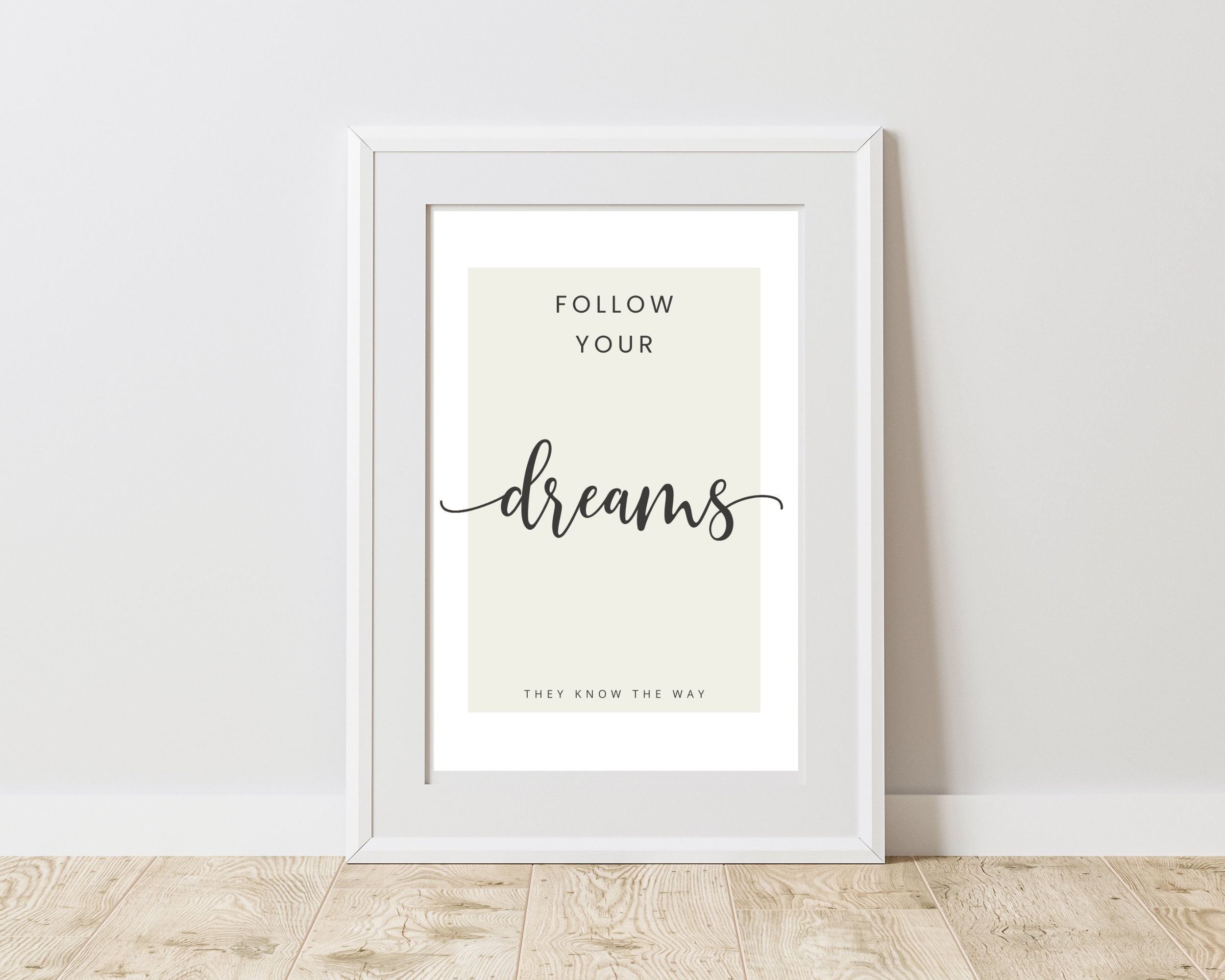 Follow Your Dreams Motivational Wall Art, Home Office Decor Gift for ...