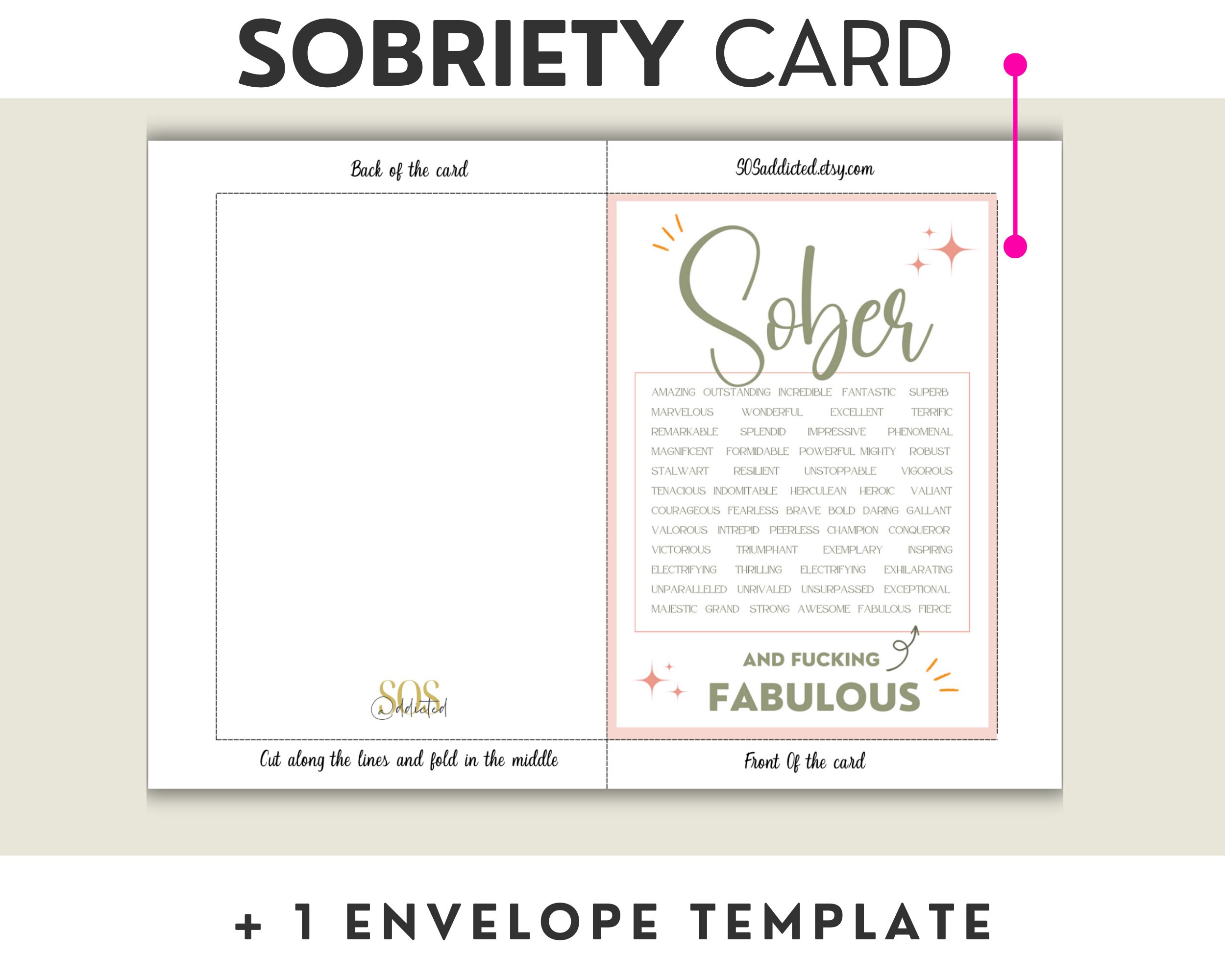Printable Sobriety Motivation Card, Addiction Recovery Anniversary Card ...