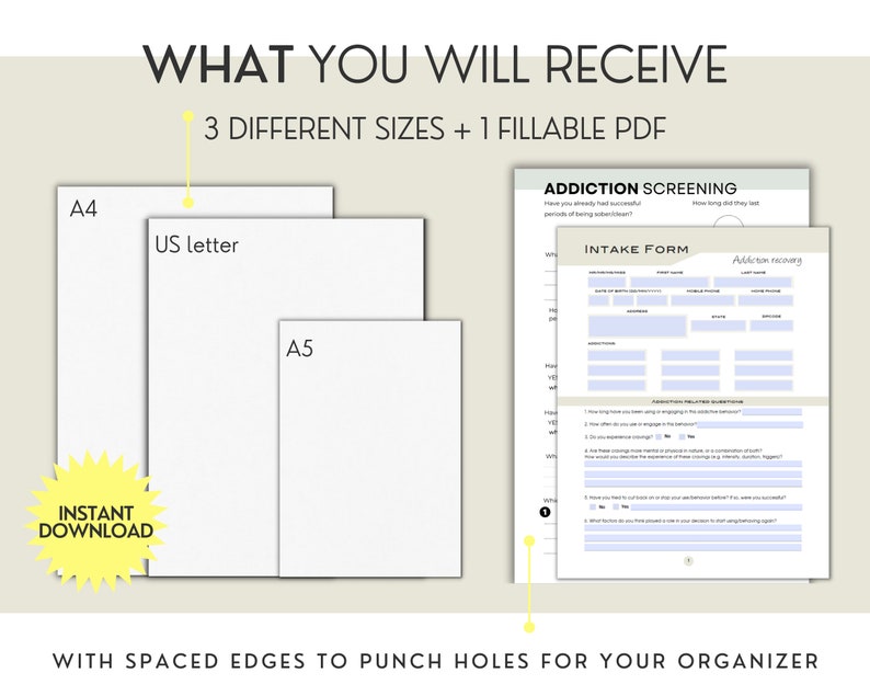 Addiction Recovery Workbook and Intake Form for Substance Use Treatment ...