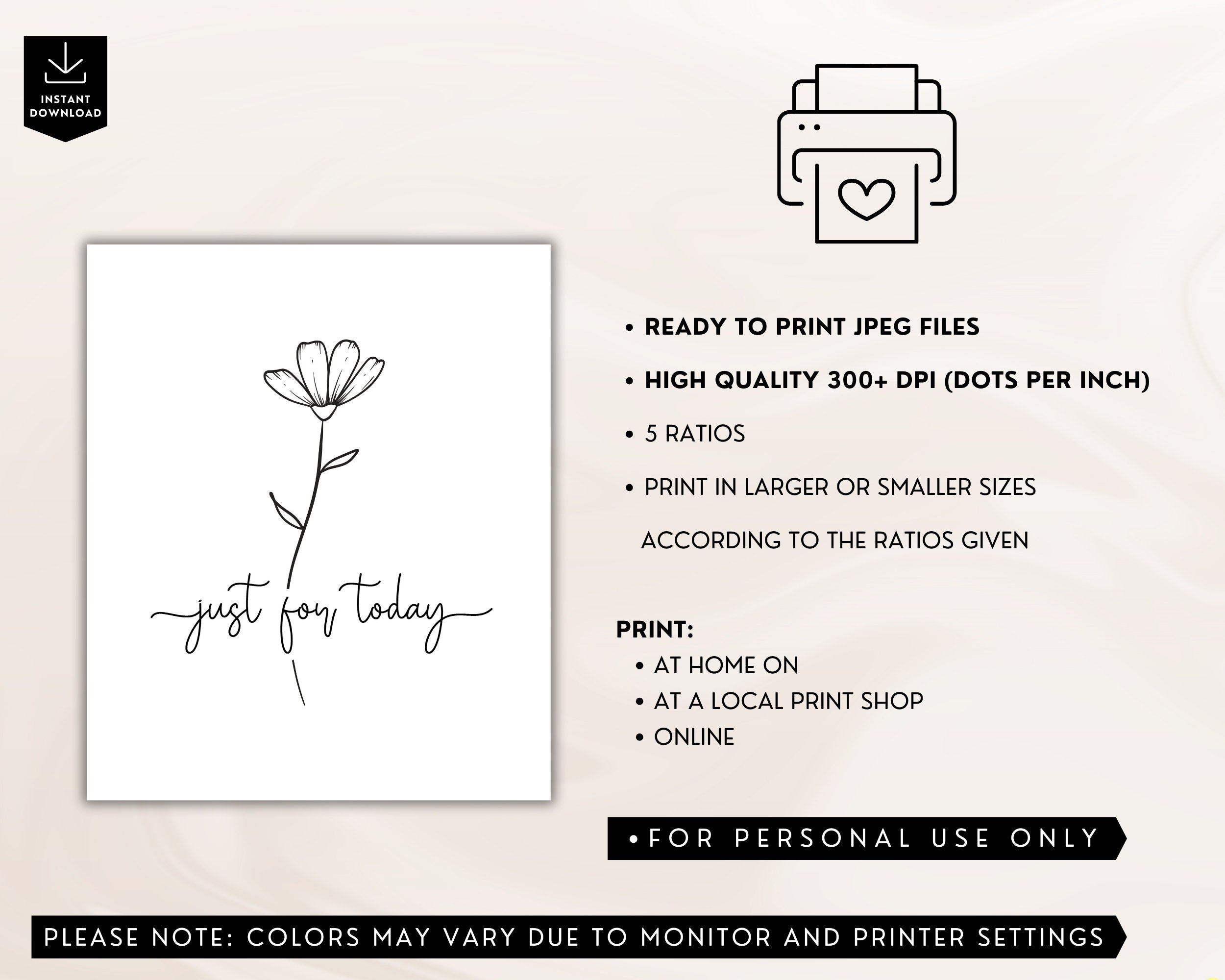 Just for Today Printable Poster, AA Motivational Addiction Recovery ...