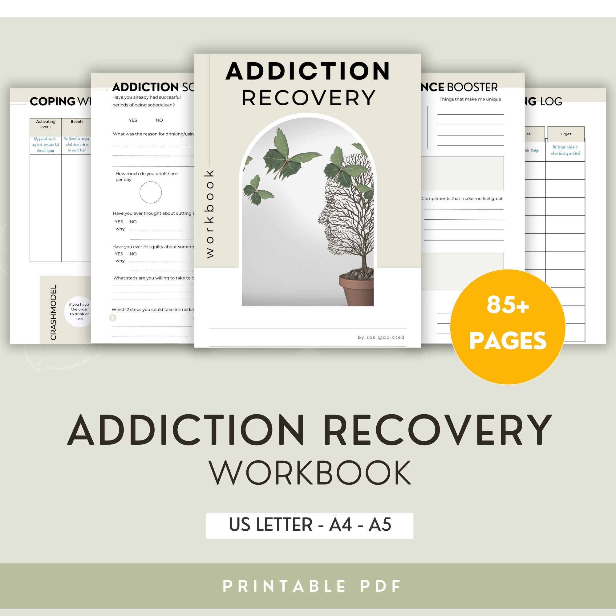 Addiction Recovery Workbook for Counselor, Printable Therapist ...