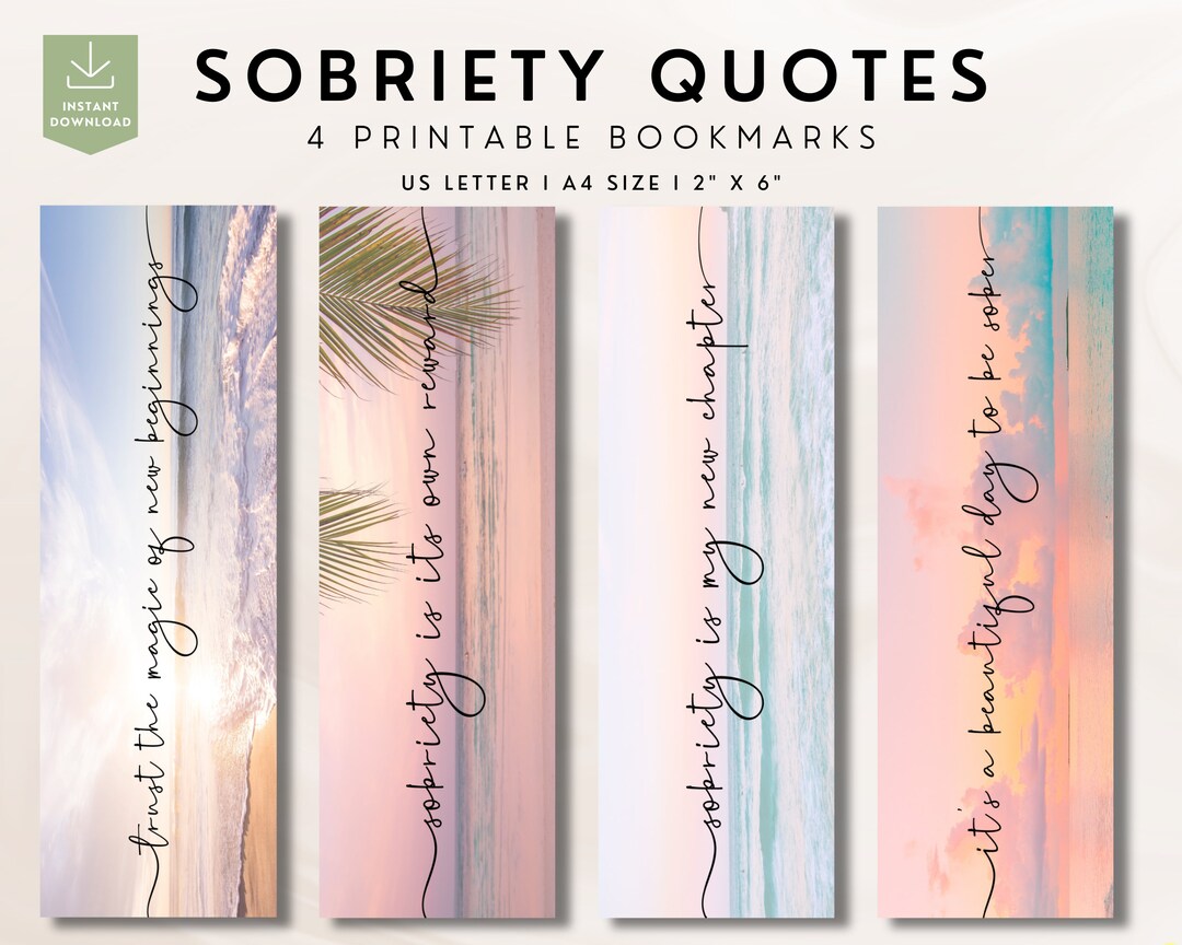 Printable Sobriety Bookmark Set, Motivational Addiction Recovery Quotes ...