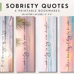 Printable Sobriety Bookmark Set, Motivational Addiction Recovery Quotes ...