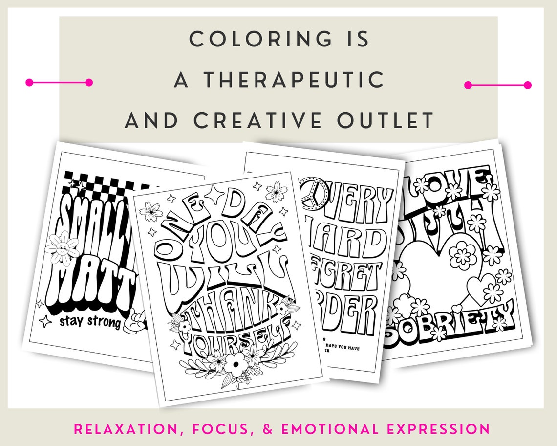 Sobriety Coloring Pages, Retro Groovy Addiction Recovery Coloring Book ...