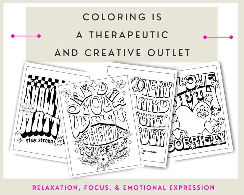 Sobriety Coloring Pages, Retro Groovy Addiction Recovery Coloring Book ...