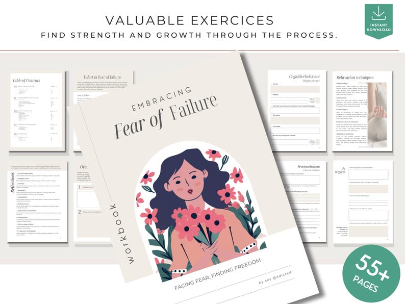 Fear of Failure Workbook, Printable Self Help Resource, Overcome ...