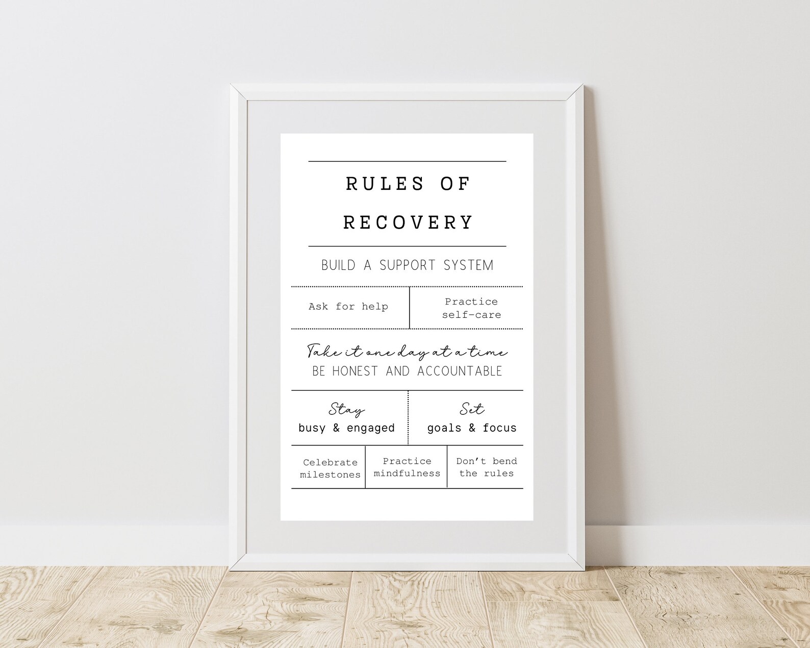 Rules of Recovery Digital Wall Art, Sobriety Motivation Home Office ...